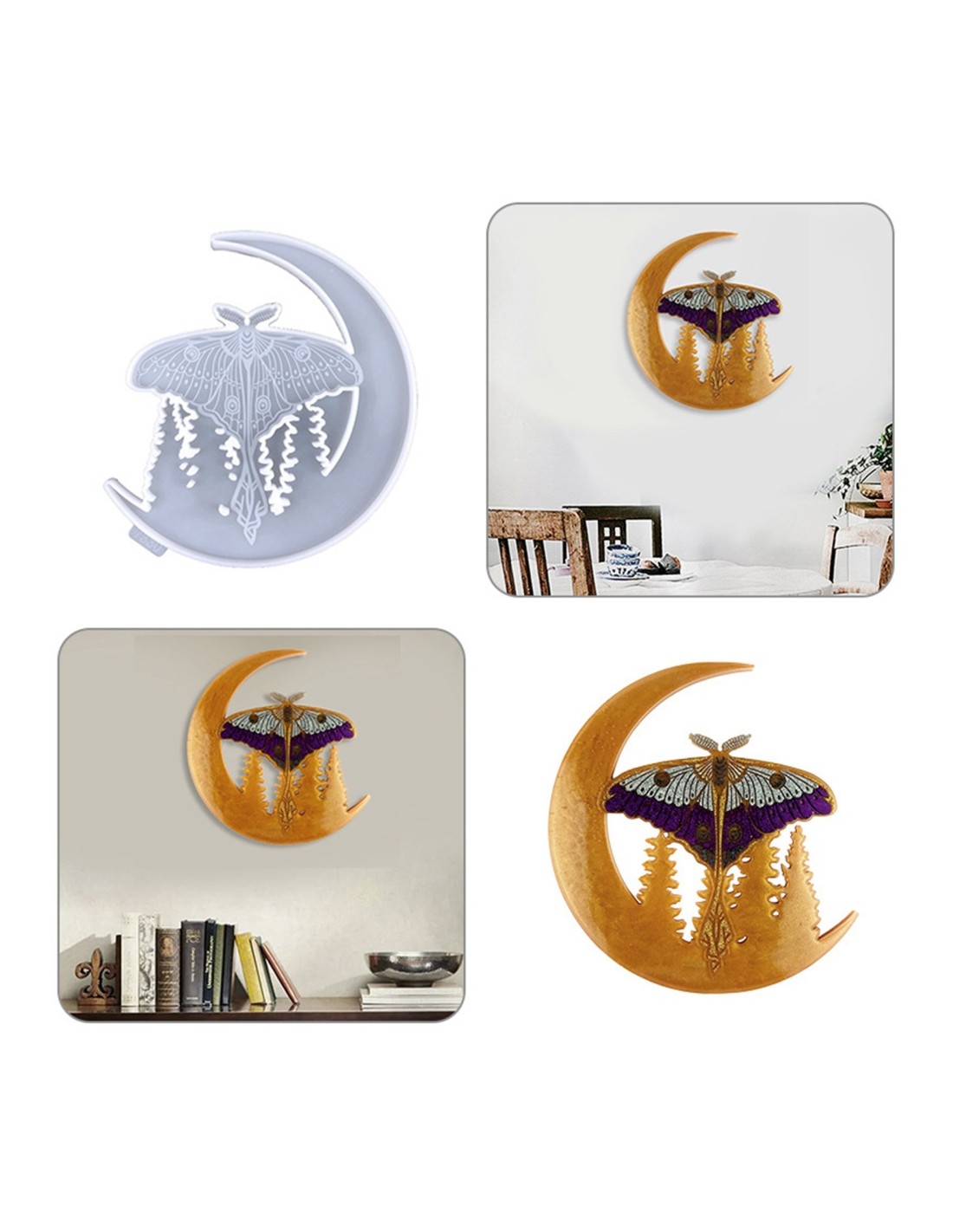 Molde de luna grande con polilla de fantasía